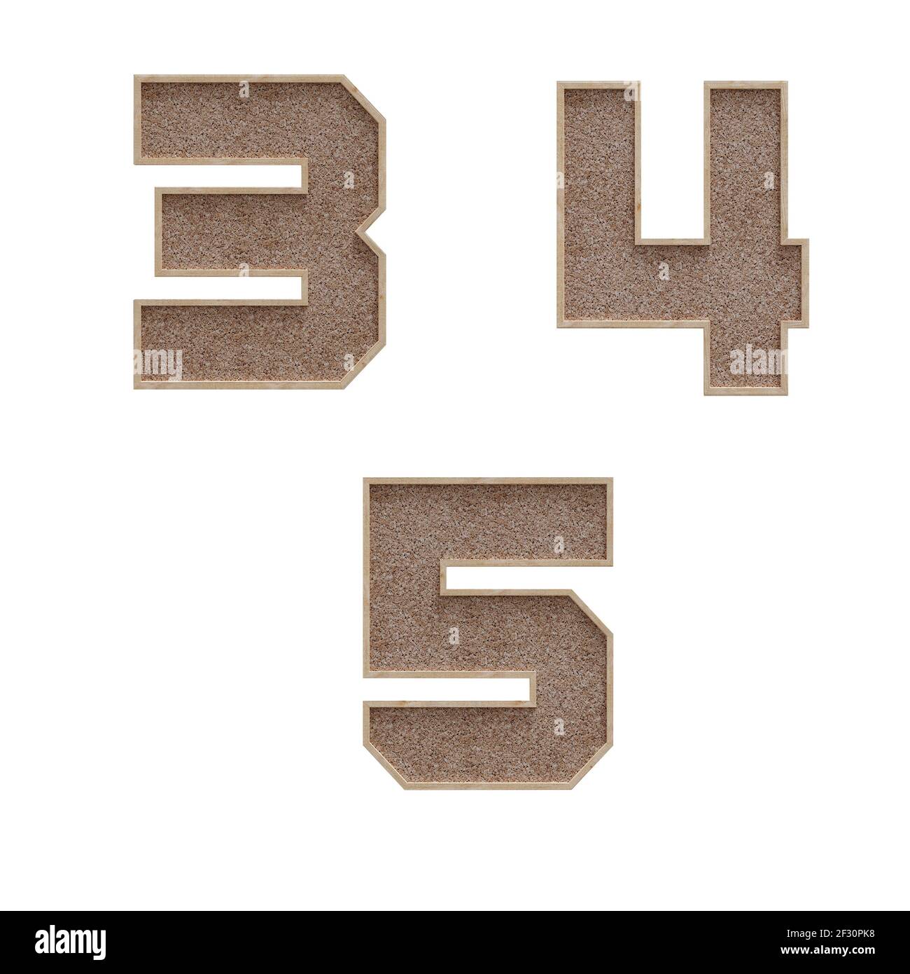 3D rendering of corkboard style capital letter and digit alphabet ...