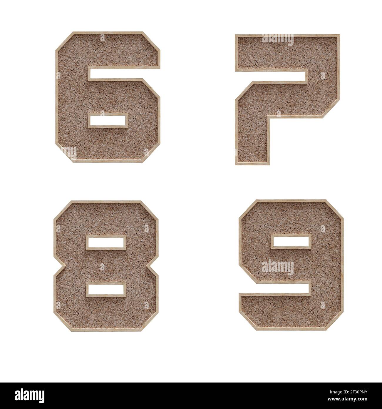 3D rendering of corkboard style capital letter and digit alphabet ...