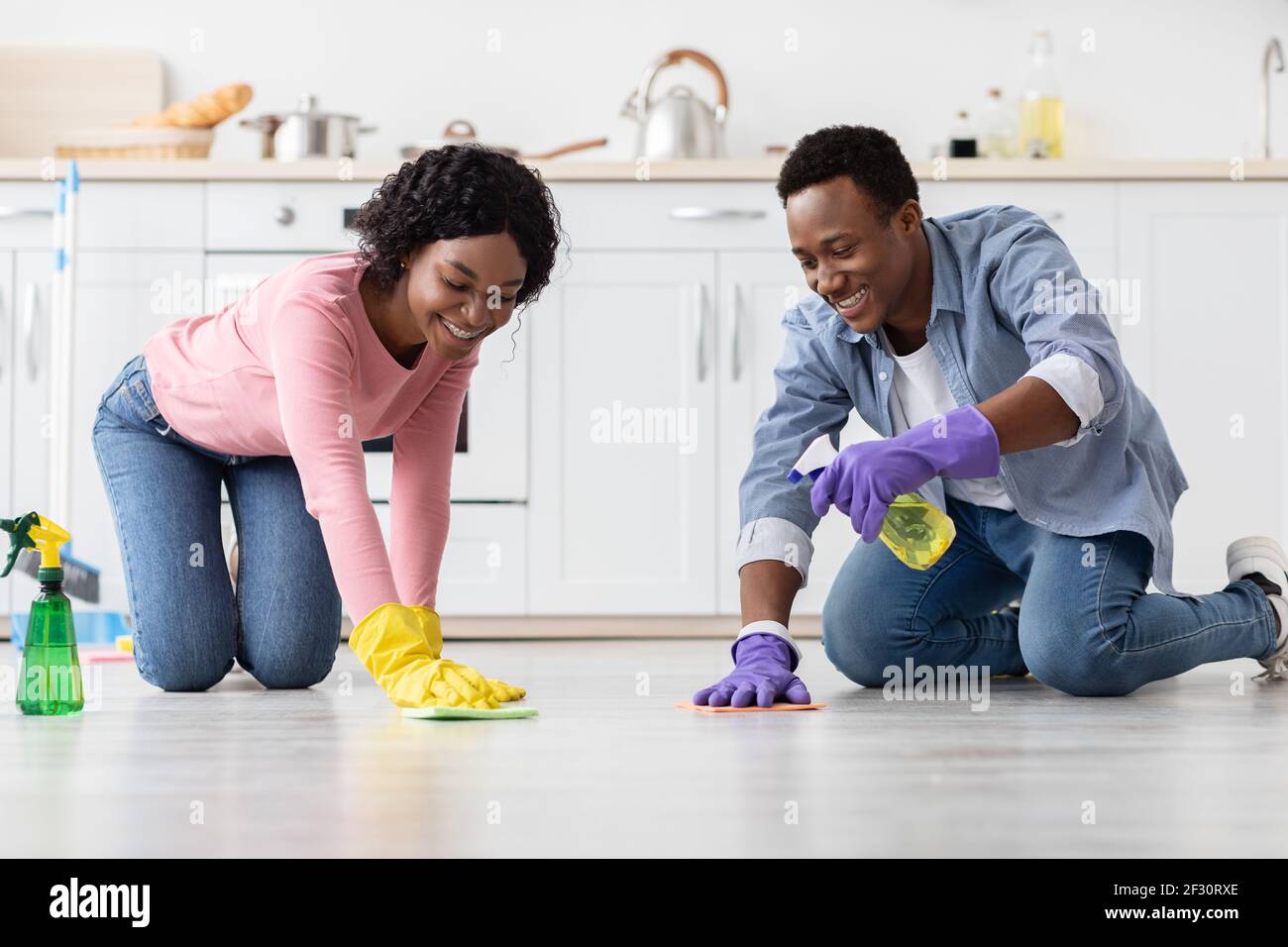 Family Cleaning Together