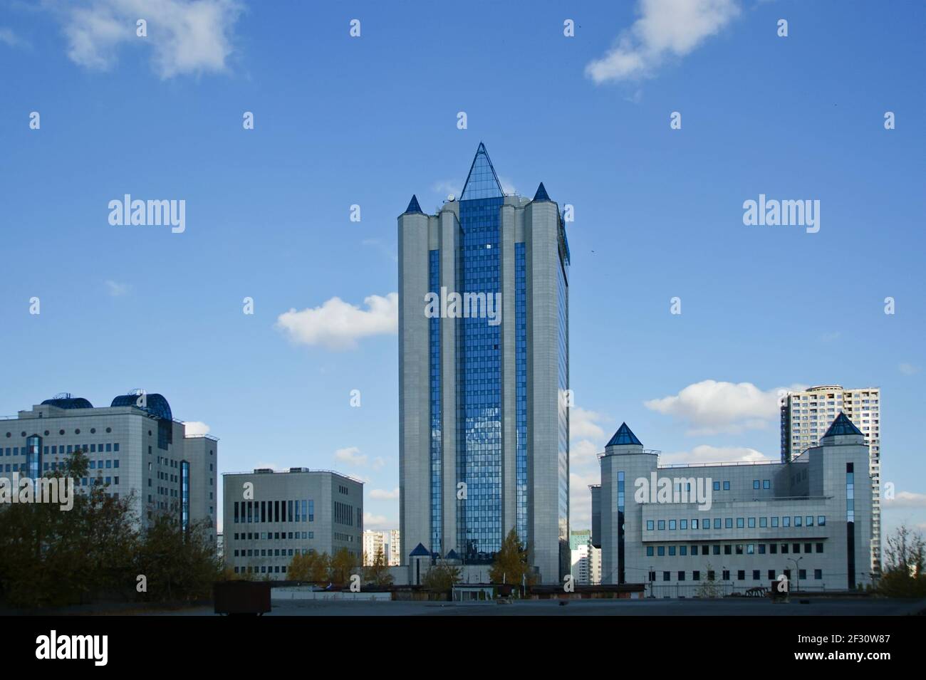 HIGH-TECH STYLE BUILDING. Gazprom headquarters in Moscow Stock Photo ...