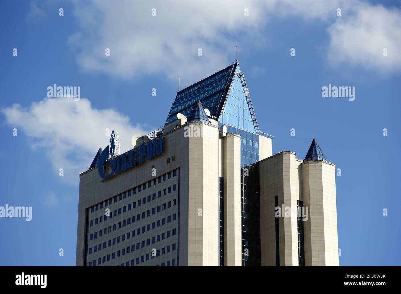 HIGH-TECH STYLE BUILDING. Gazprom headquarters in Moscow Stock Photo ...