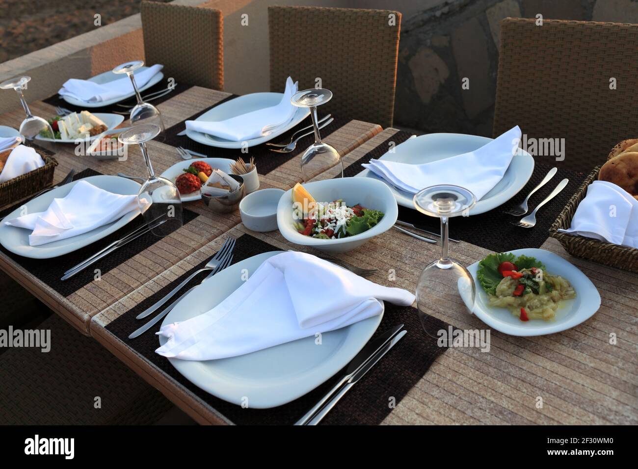 Turkish assorted Turkish meze on table in the restaurant Stock Photo ...