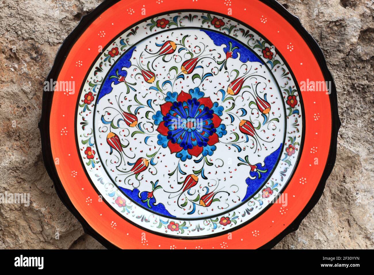 Details of arabic plate on a wall background Stock Photo - Alamy