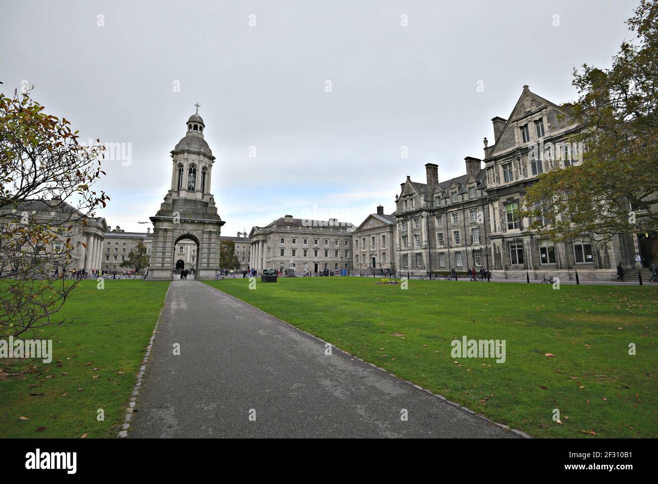 Exterior view of Trinity College including the Campanile, an iconic ...
