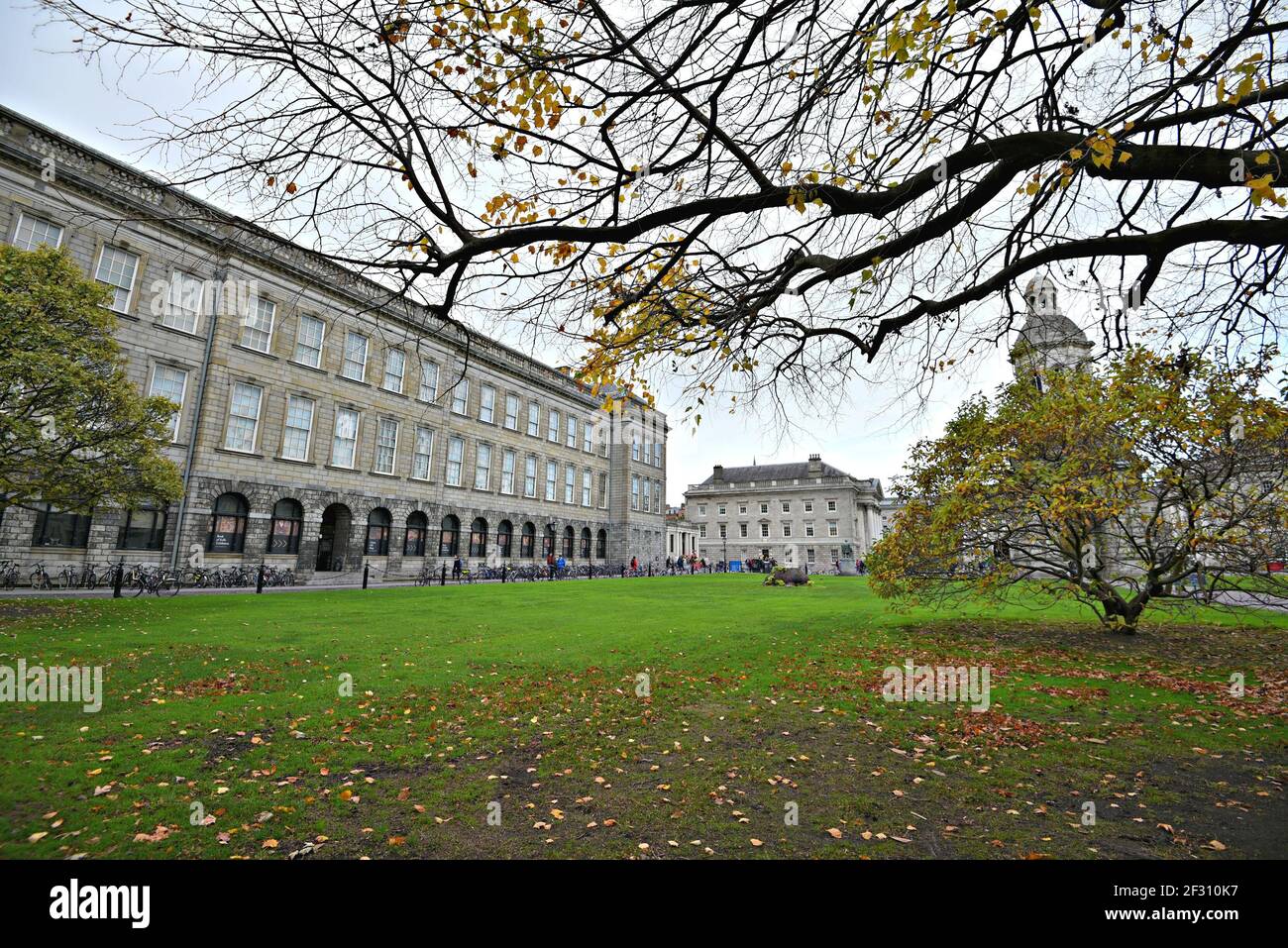 Exterior view of Trinity College including the Campanile, an iconic ...