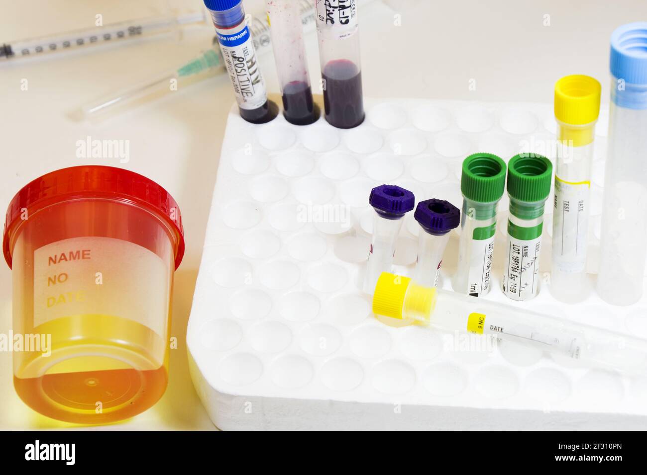 A top view of different laboratory instruments for testing and research ...