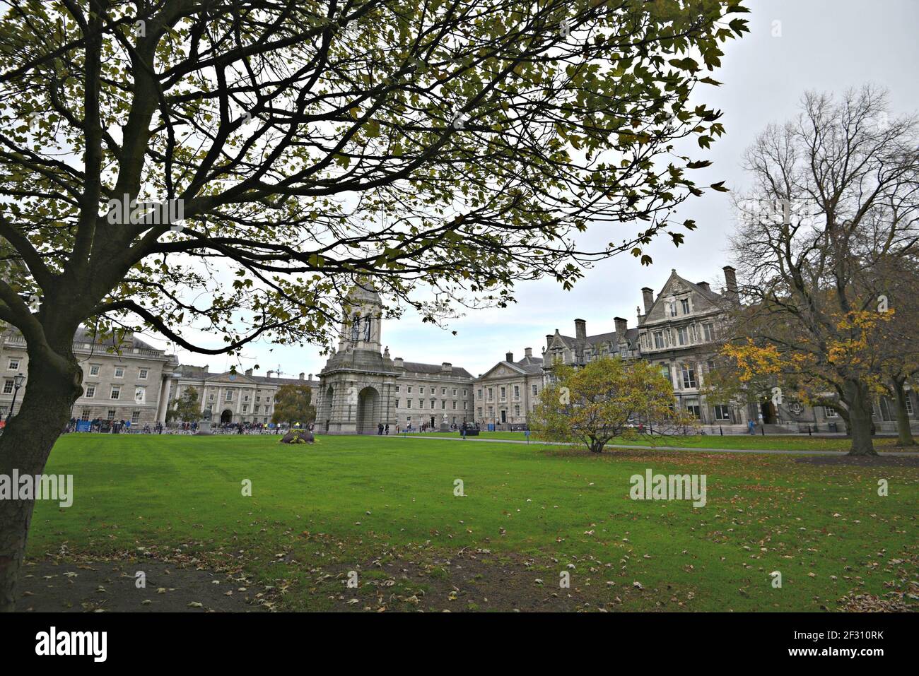 Exterior view of Trinity College including the Campanile, an iconic ...