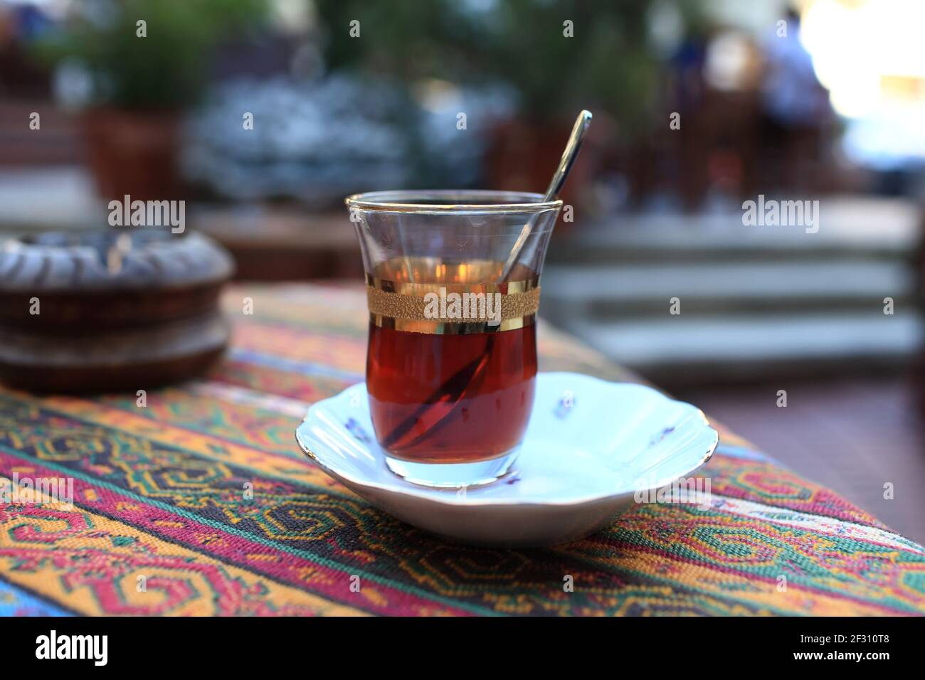 Cup of tea in a turkish cafe Stock Photo - Alamy