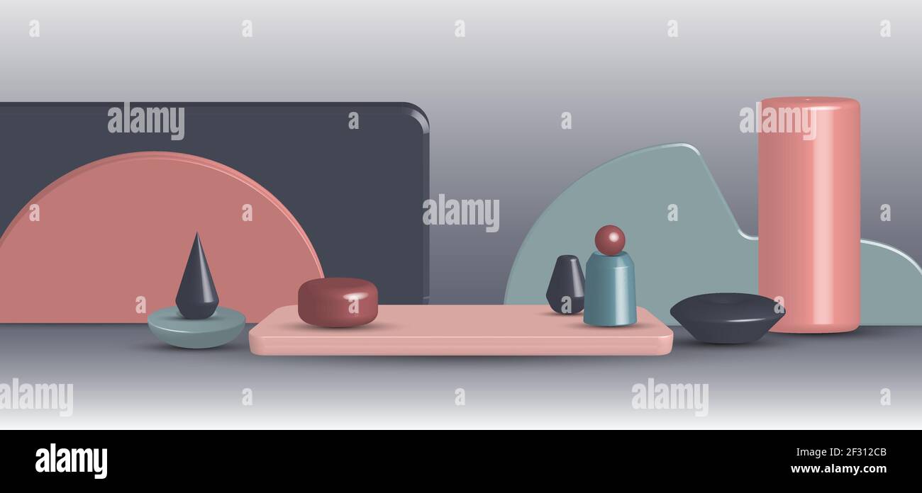 Abstract 3d rendering screen design of wide presentation geometric ...