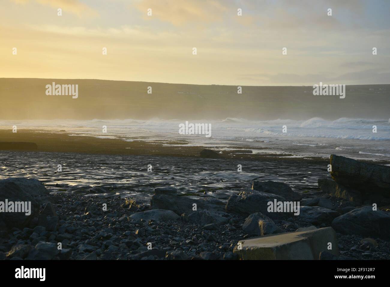 Irish coastal landscape overlooking the Atlantic Ocean in Doolin ...