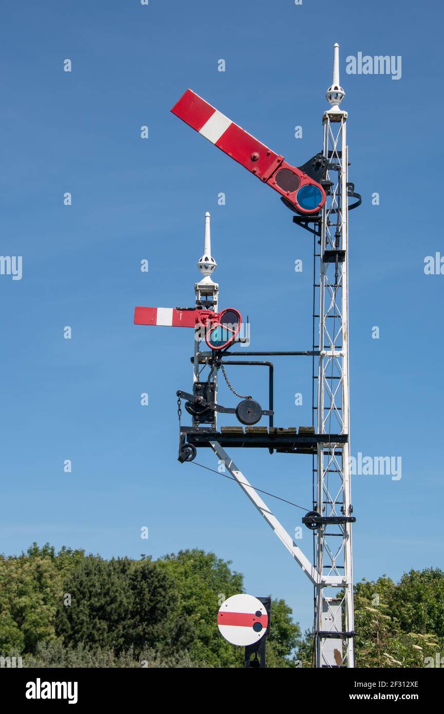 Old signals on heritage railway 2974 Stock Photo - Alamy