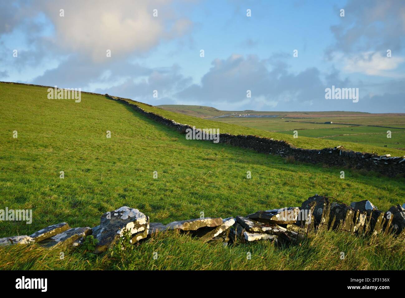 Irish scenic landscape in the countryside of Cliffs of Moher in County ...