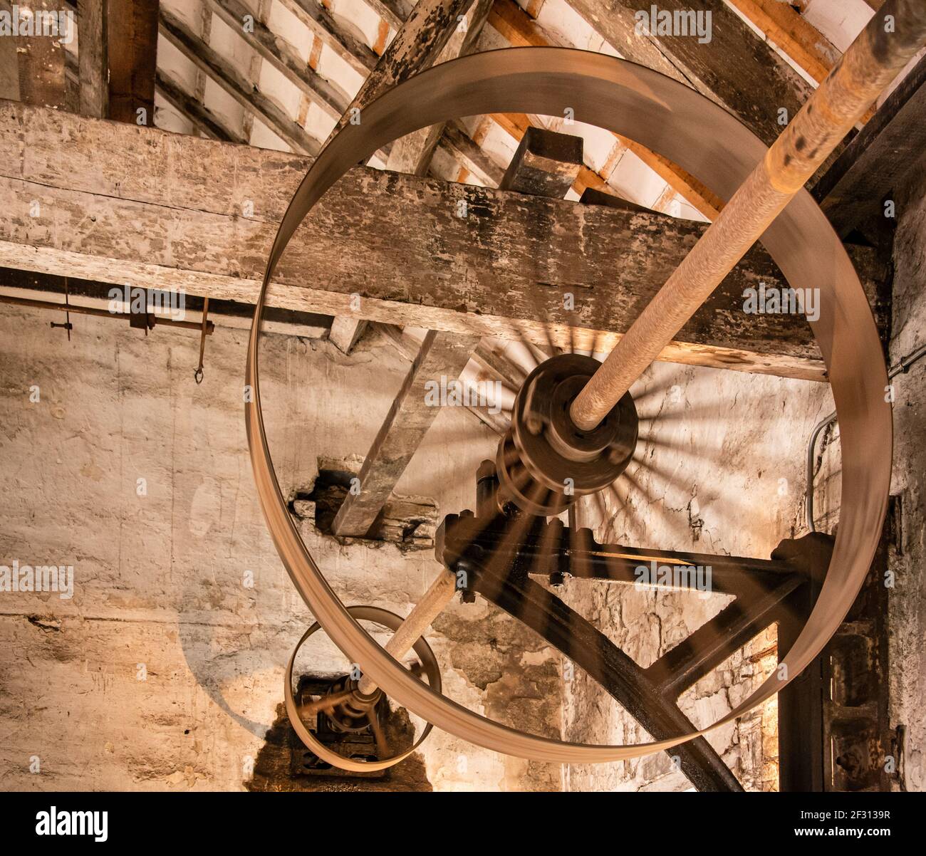 Factory line shaft wheel in vintage workshop 8070 Stock Photo - Alamy