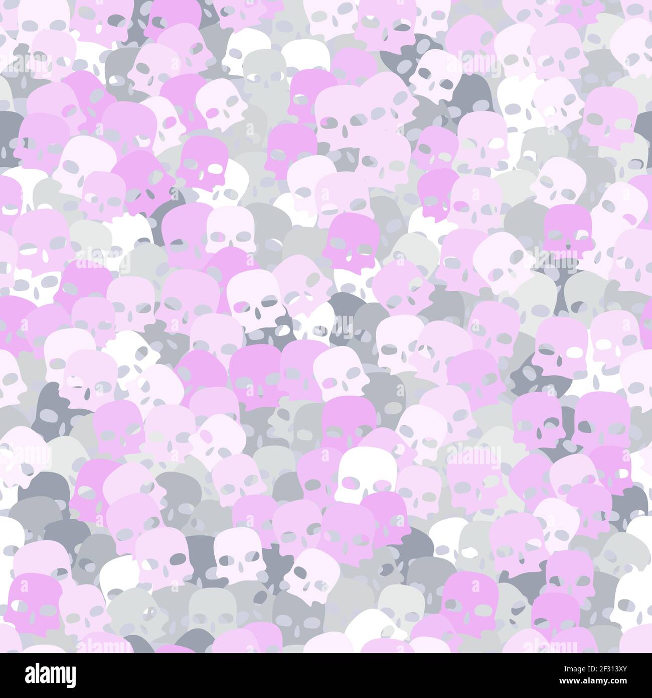 Cool skulls in gray and pink halftone colors. Vector illustration of a ...