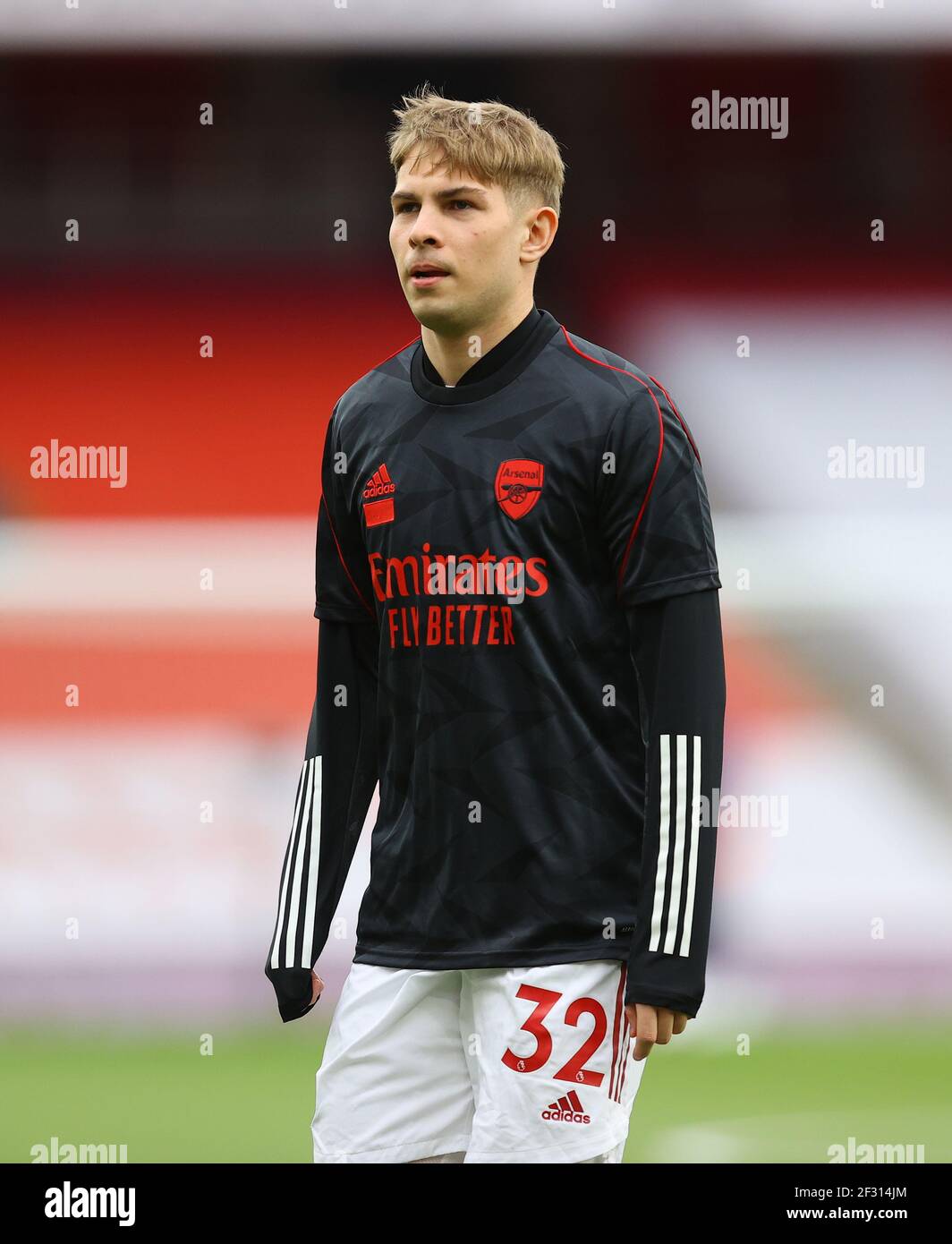 Arsenal's Emile Smith Rowe warming up before the Premier League match ...