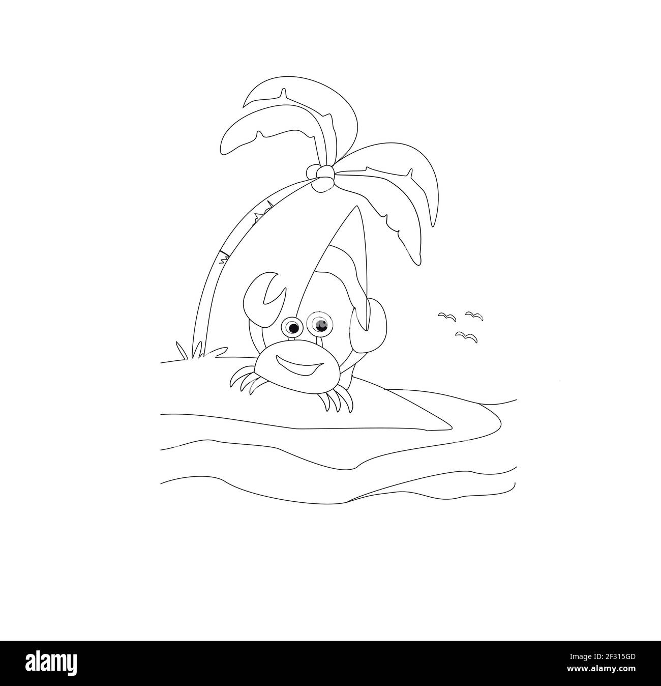 cheerful surfer crab on the beach - coloring book Stock Vector Image ...
