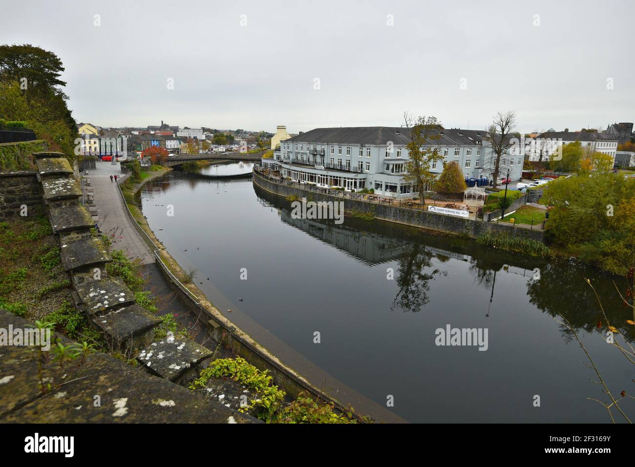 Landscape with panoramic view of Kilkenny built on the banks of River ...