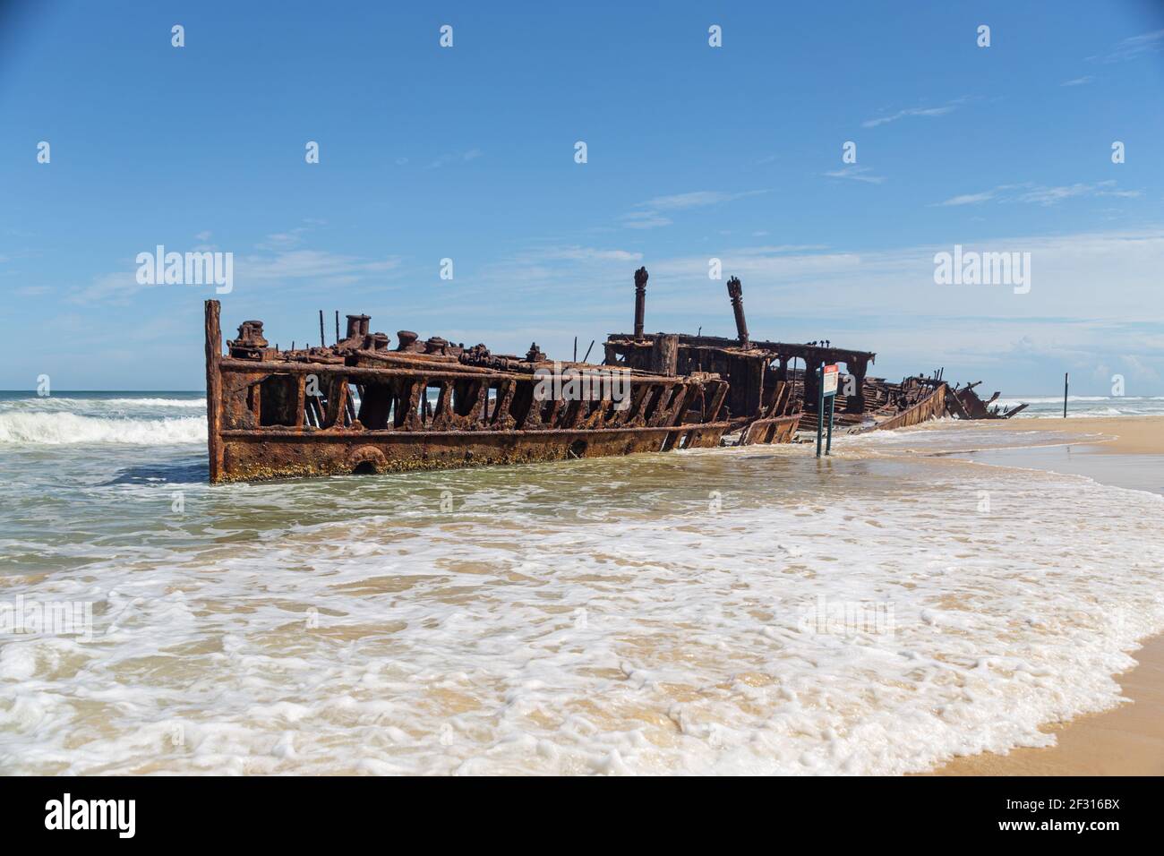 The shipwreck S.S. Maheno on Fraser Island in Queensland, Australia ...