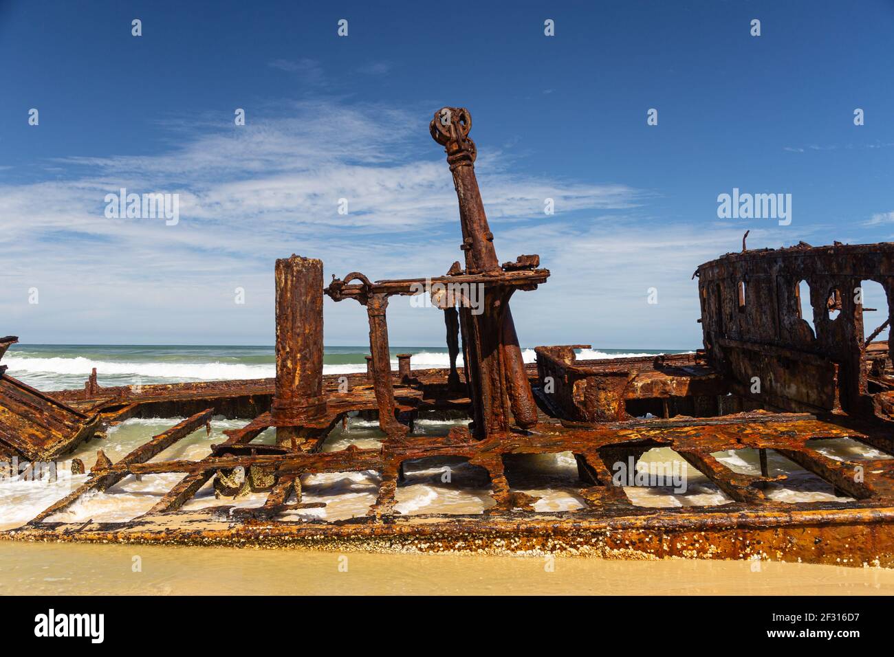 The shipwreck S.S. Maheno on Fraser Island in Queensland, Australia ...