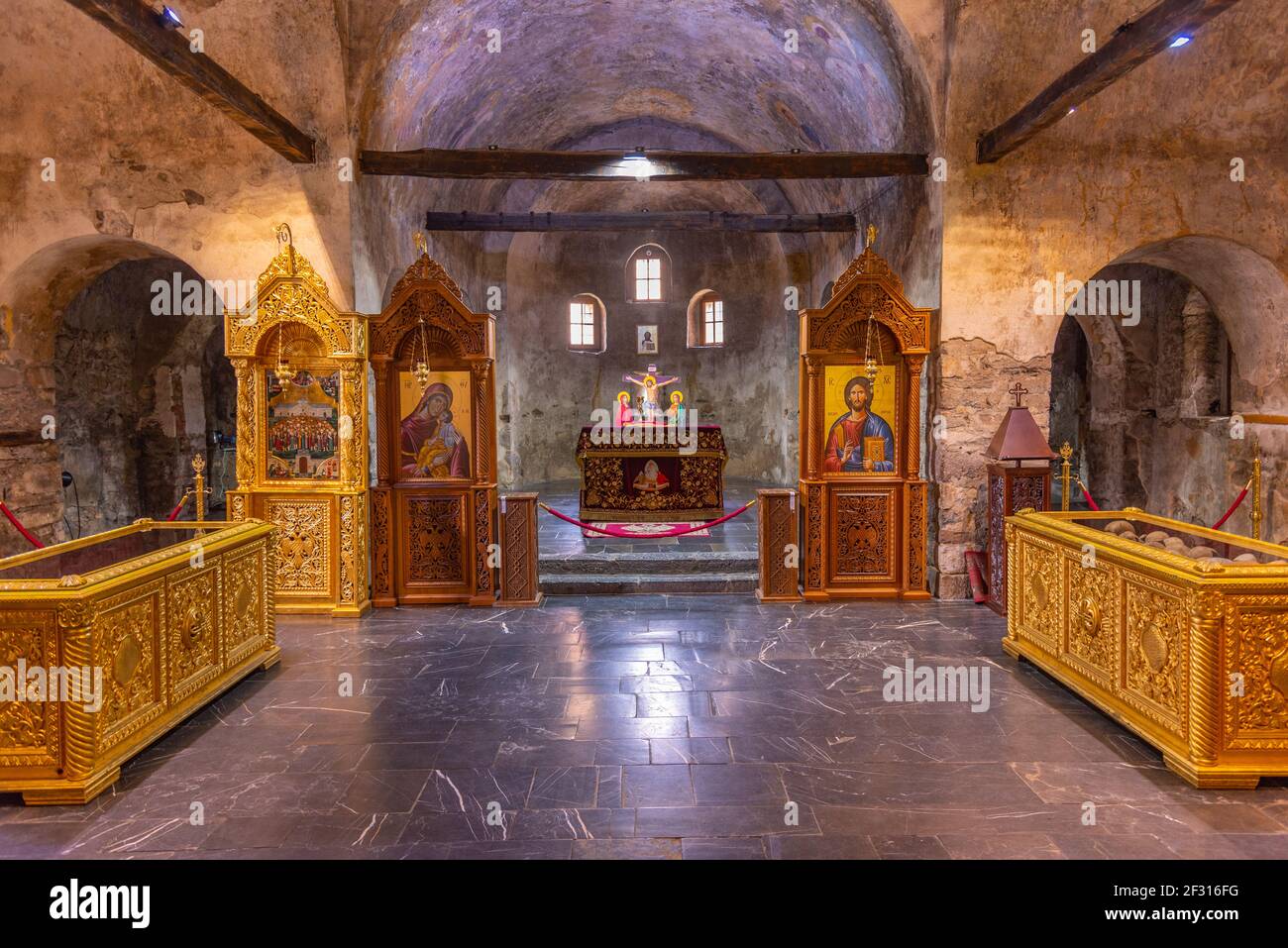 Batak, Bulgaria, June 21, 2020: Interior of the old church in Batak ...