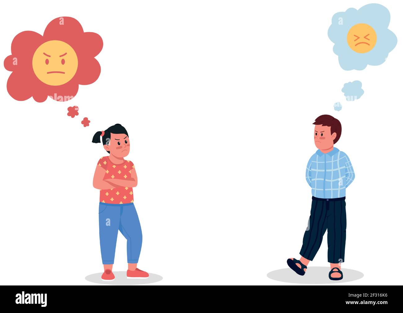 Angry children flat color vector detailed character set Stock Vector ...