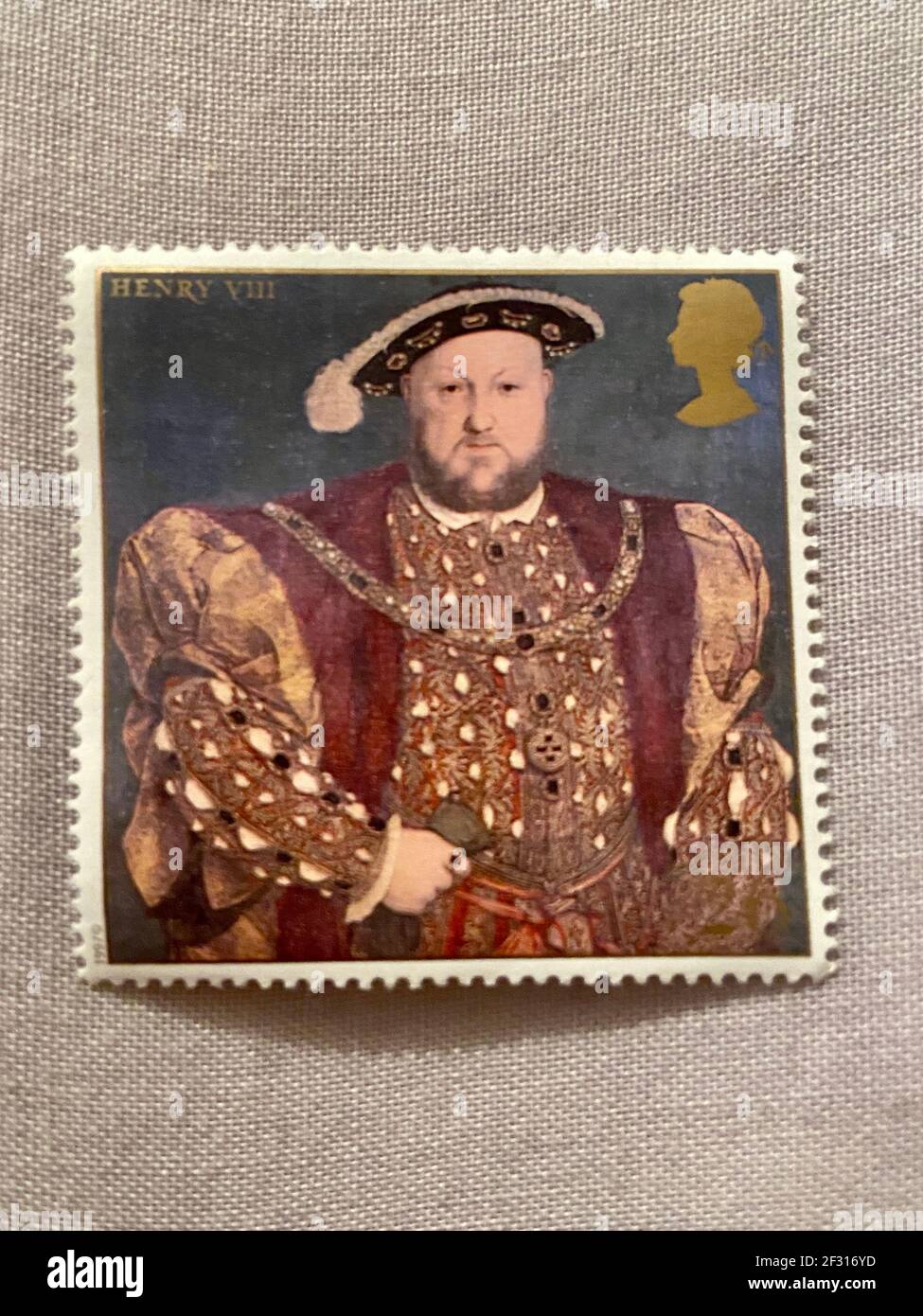 London, UK - 3.14.2021: King Henry viii stamp issued in Uk in 1987 ...