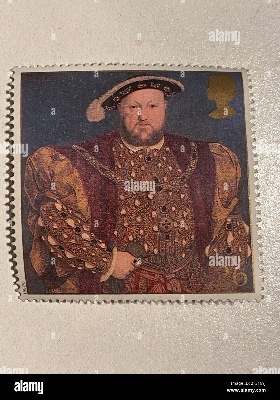 London, UK - 3.14.2021: King Henry viii stamp issued in Uk in 1987 ...