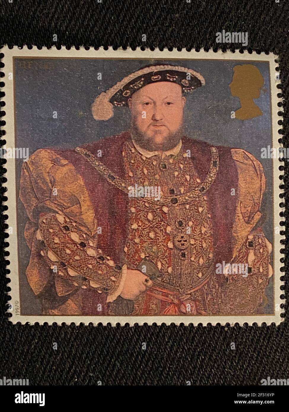 London, UK - 3.14.2021: King Henry viii stamp issued in Uk in 1987 ...