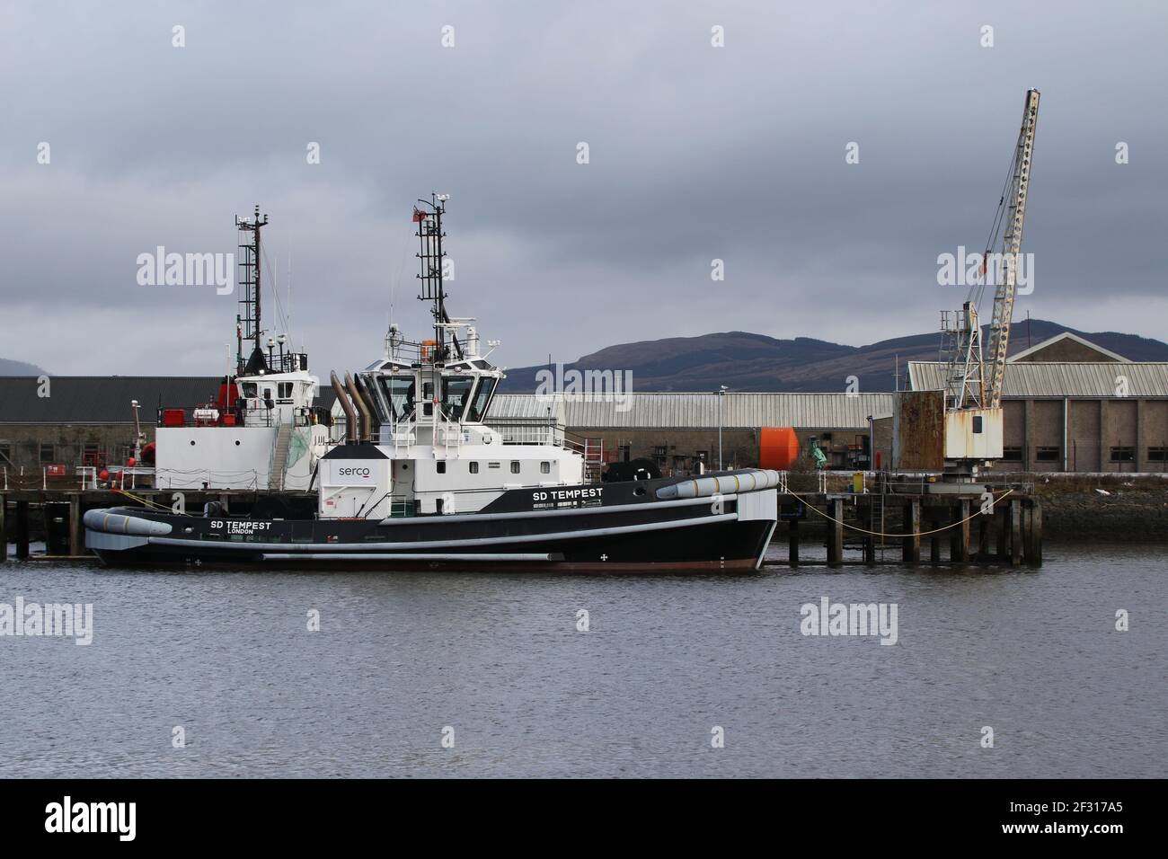 SD Tempest, a Damen ART 80-32 tug boat operated by Serco Marine ...