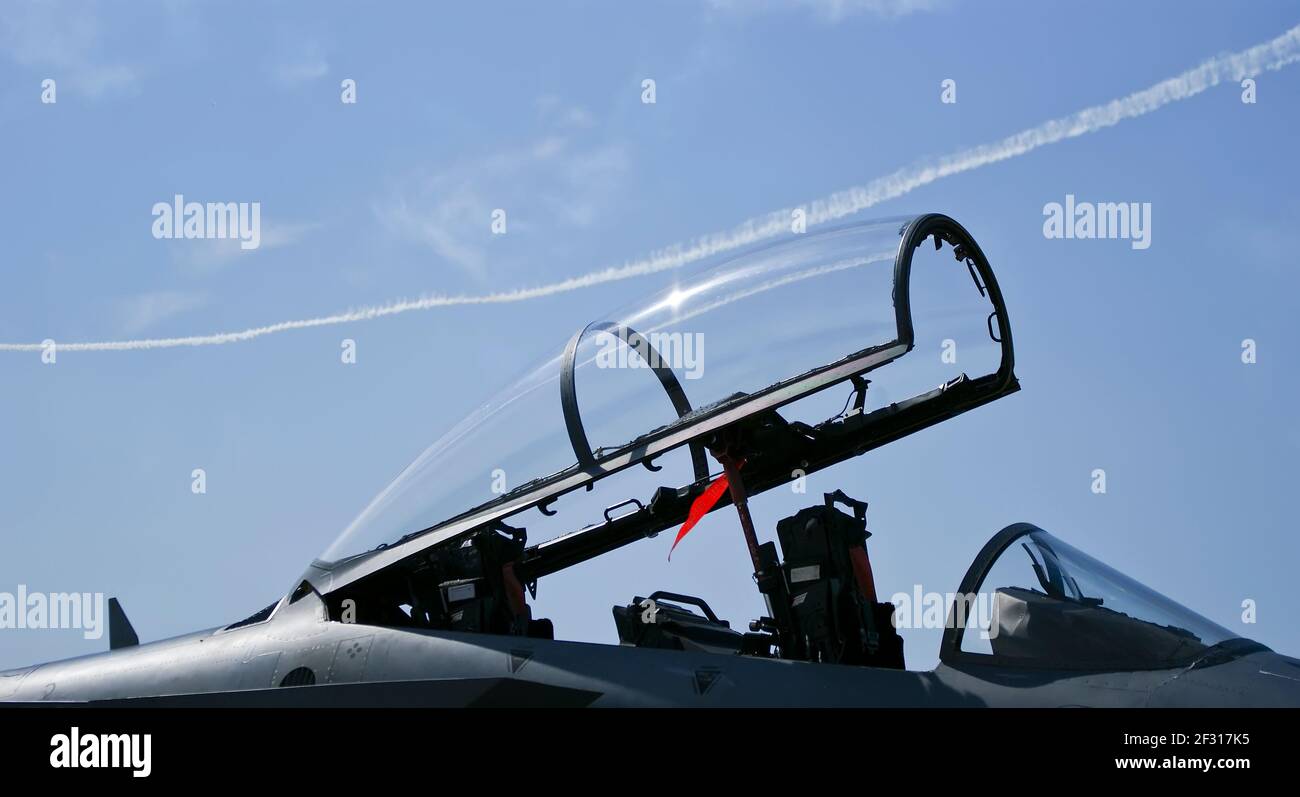 detail of Empty Cockpit military Jet Stock Photo - Alamy