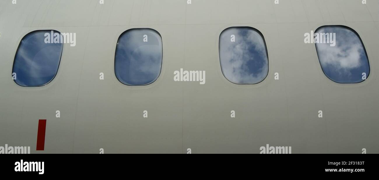 windows of an aeroplane ( plane window Stock Photo - Alamy