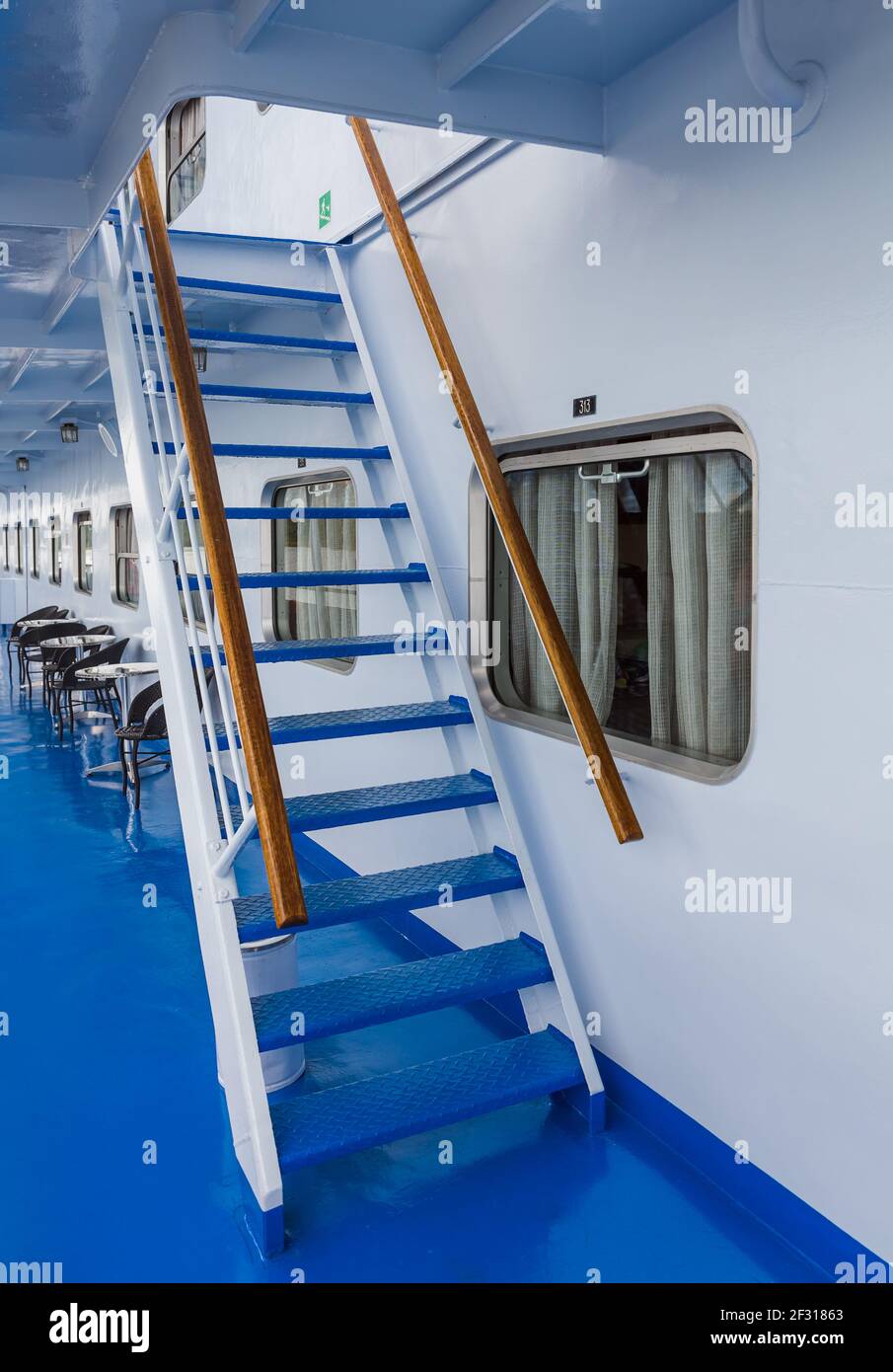 Blue metal stairs on cruise ship Stock Photo - Alamy