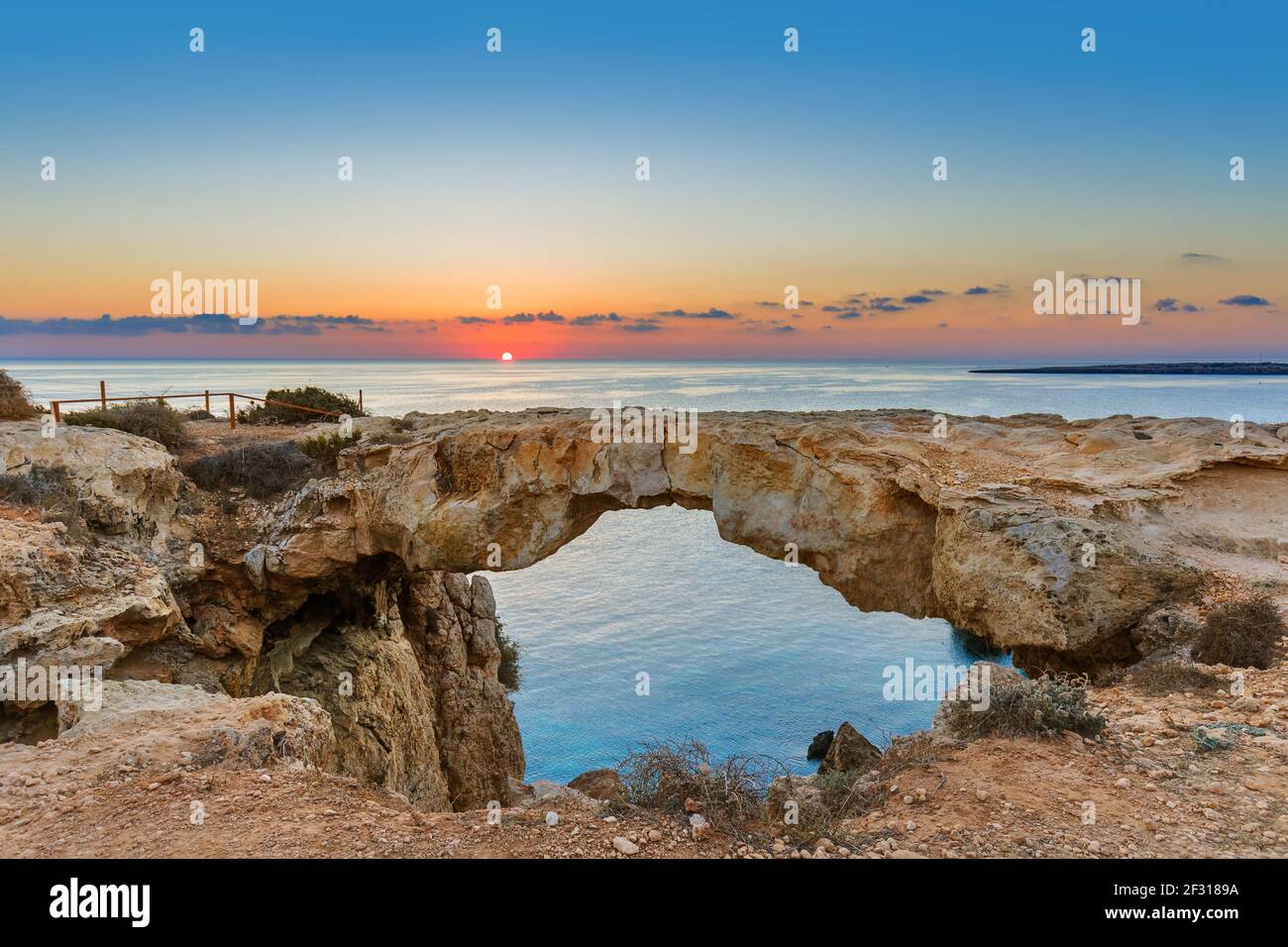 Famous stone Sin Bridge at sunrise in Ayia Napa Cyprus Stock Photo - Alamy
