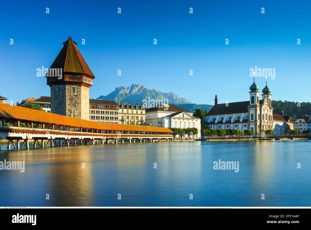 geography / travel, Switzerland, Kapellbruecke with Pilatus, Lucerne ...