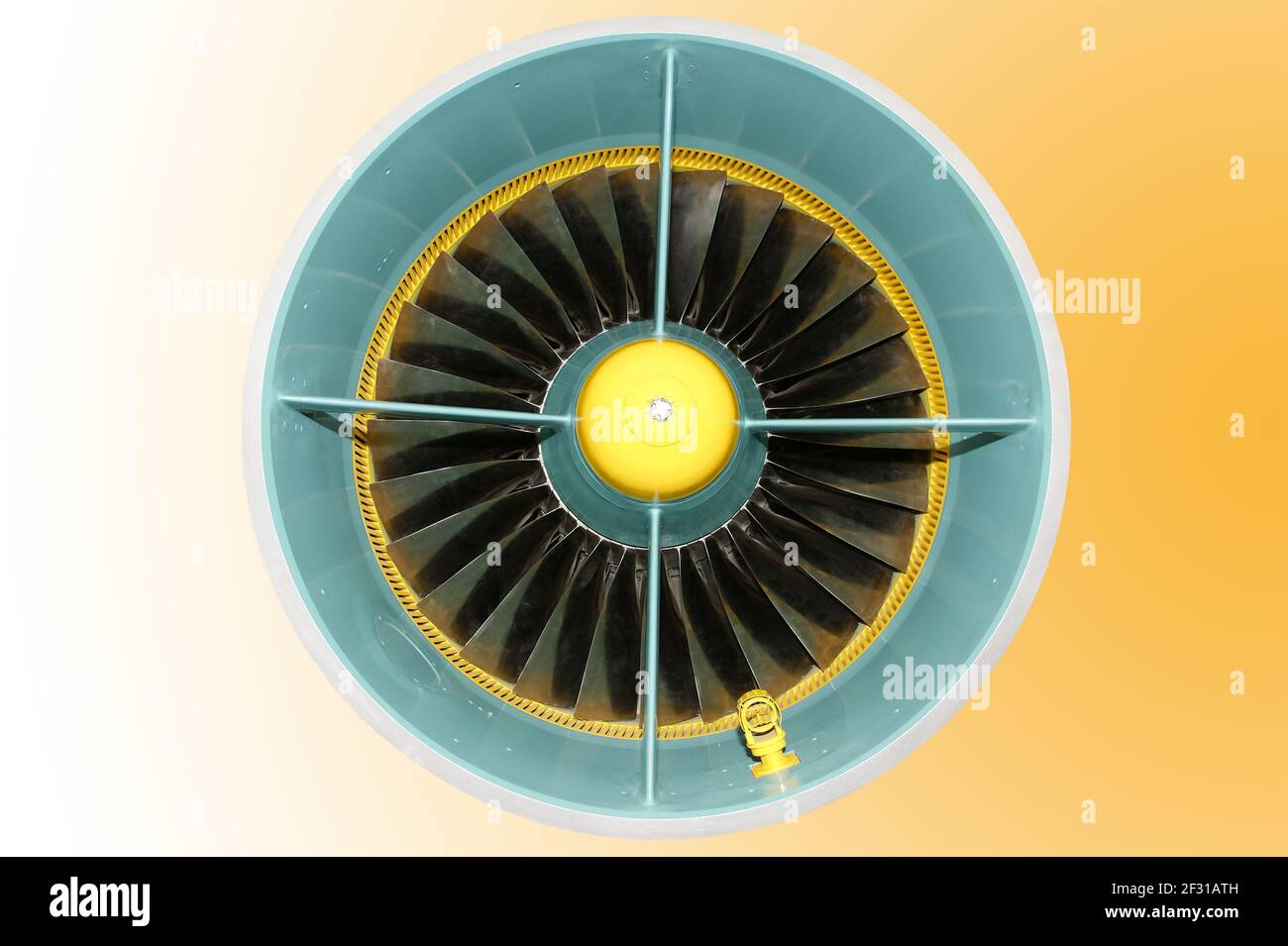 Closeup of a jet turbine. Blades of the airplane turbine Stock Photo ...