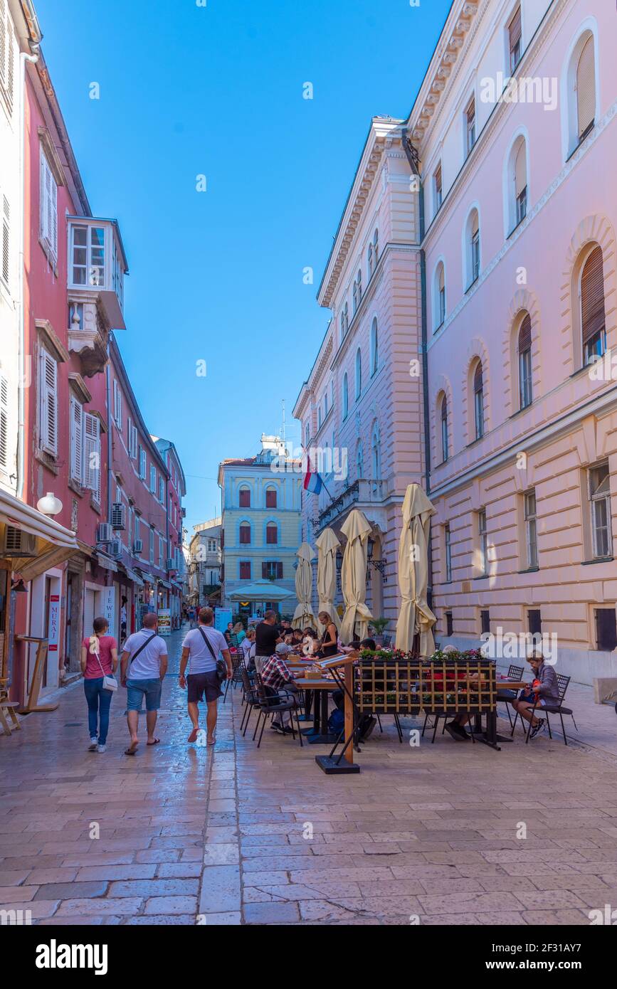 Zadar, Croatia, July 19, 2020: View of a pedestrian street in the old ...