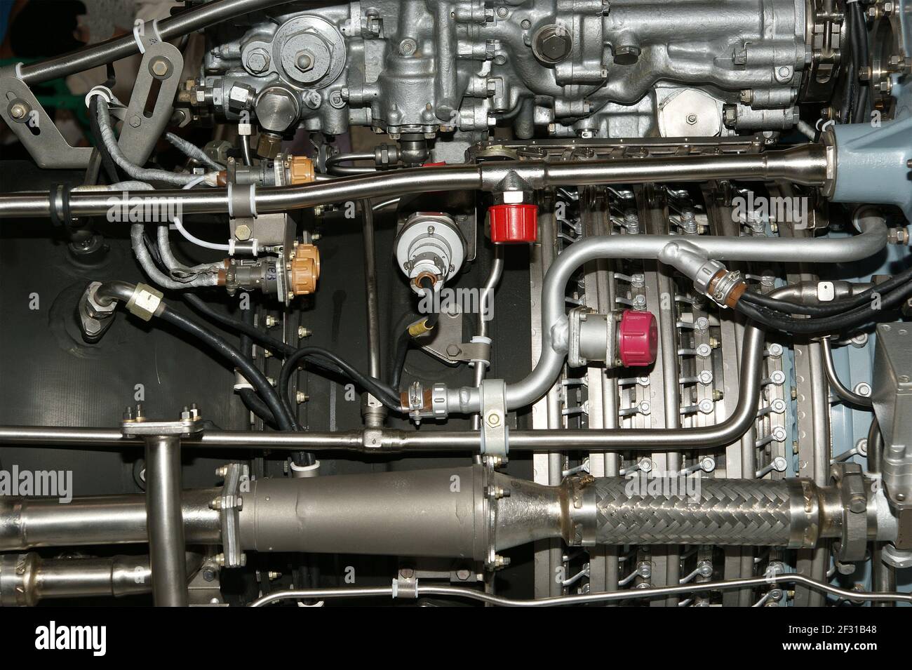 Large jet engine detail viewed from below (other views available Stock ...