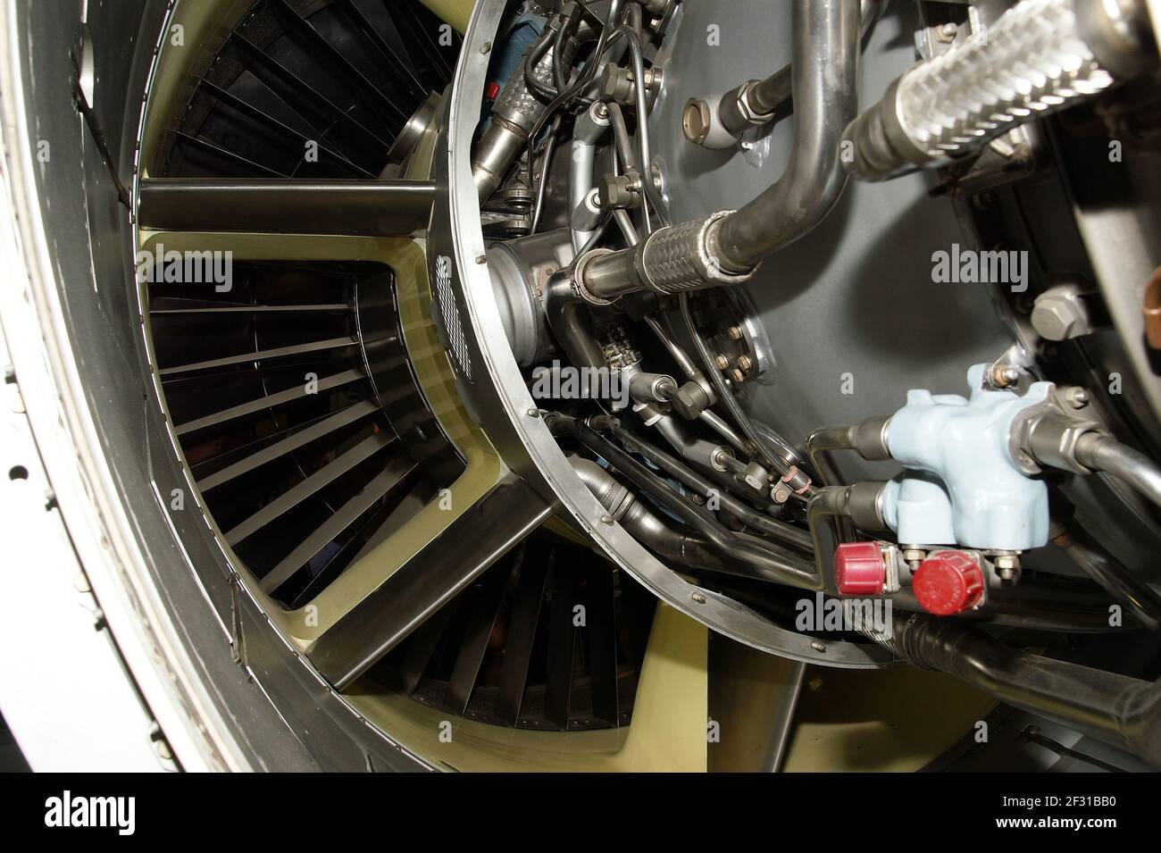 Large jet engine detail viewed from below (other views available Stock ...
