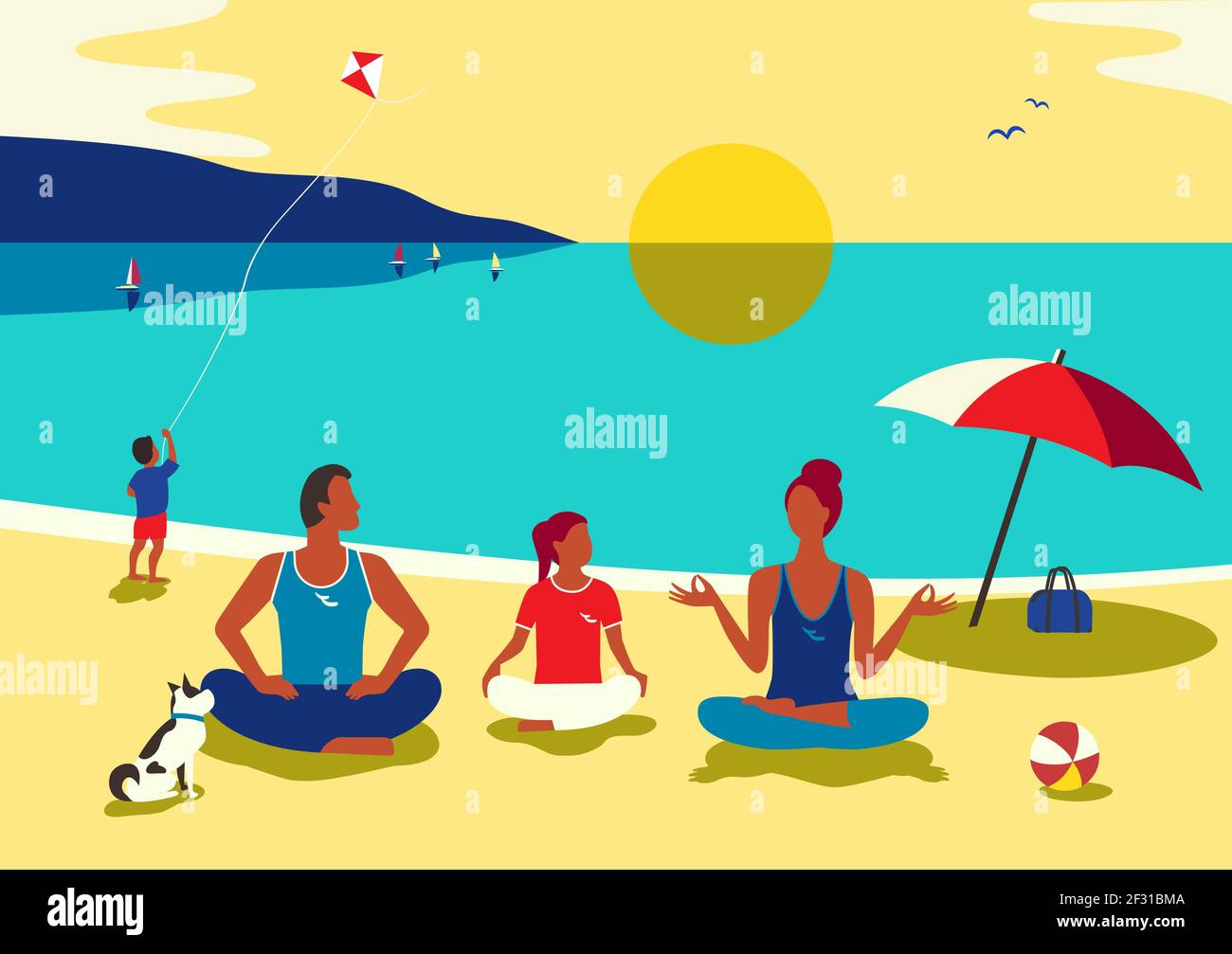 Family activity sea Stock Vector Images - Alamy