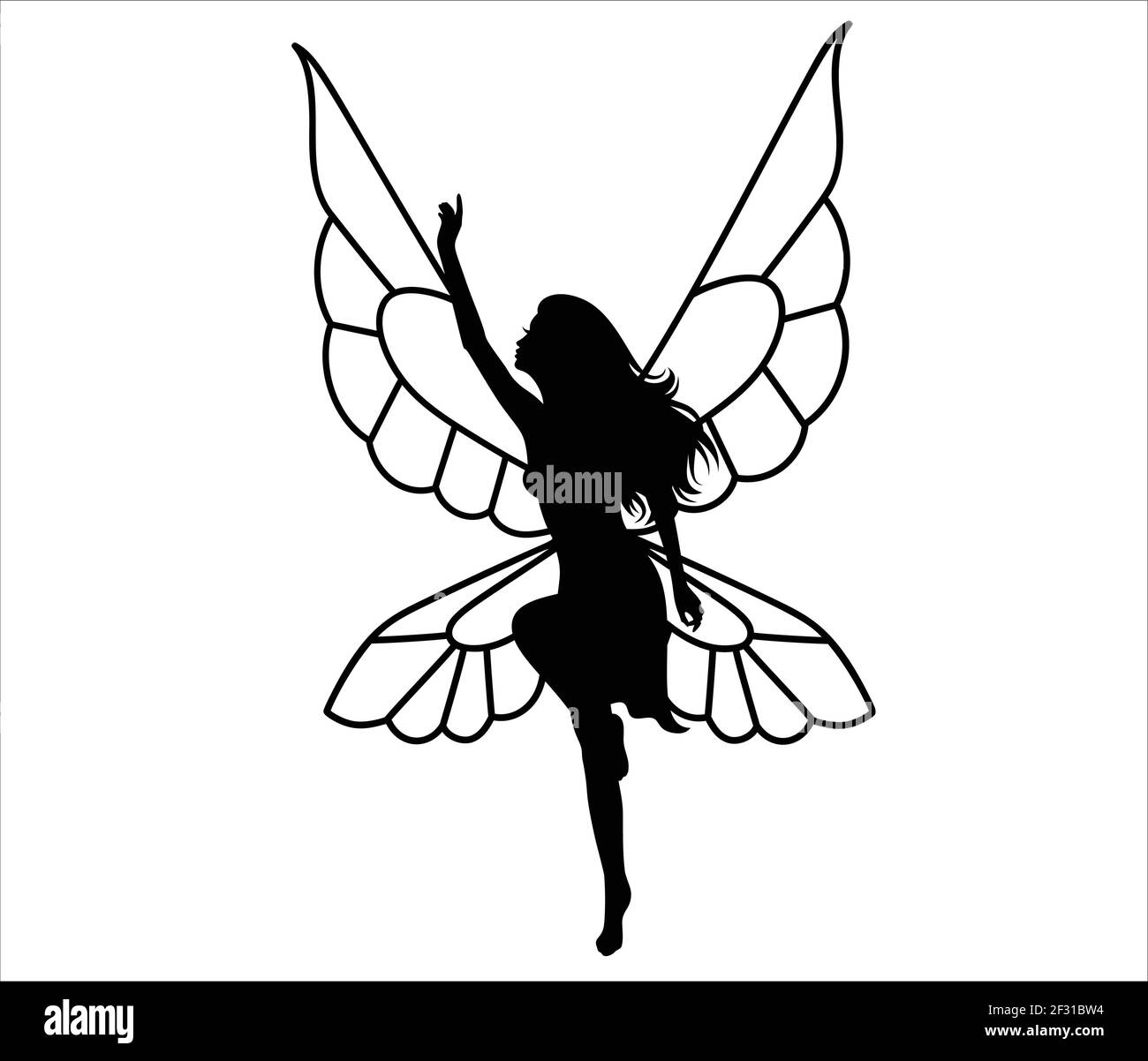 Flying Fairy Silhouette Vector