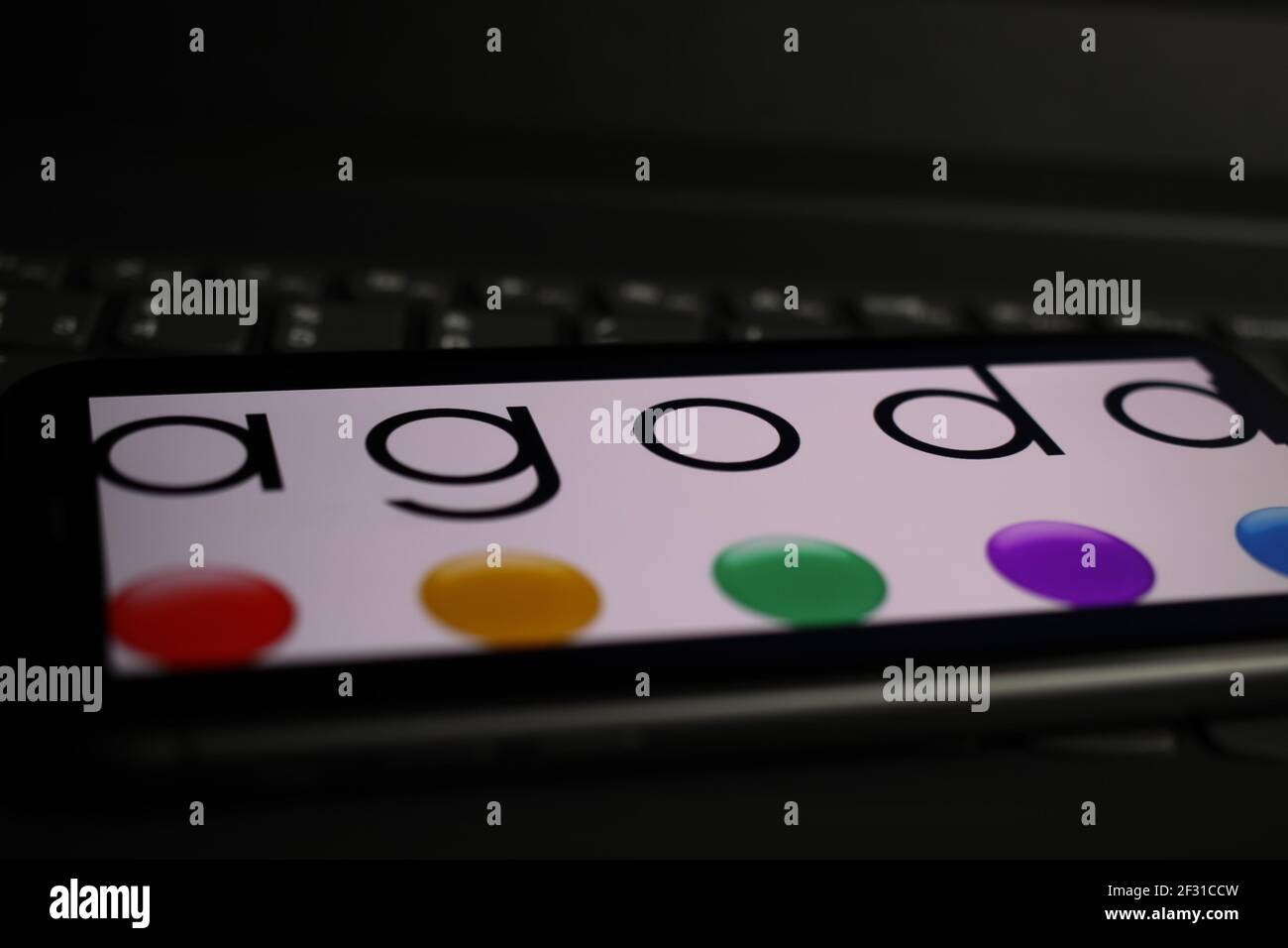 Viersen, Germany - March 1. 2021: Closeup of mobile phone screen with ...