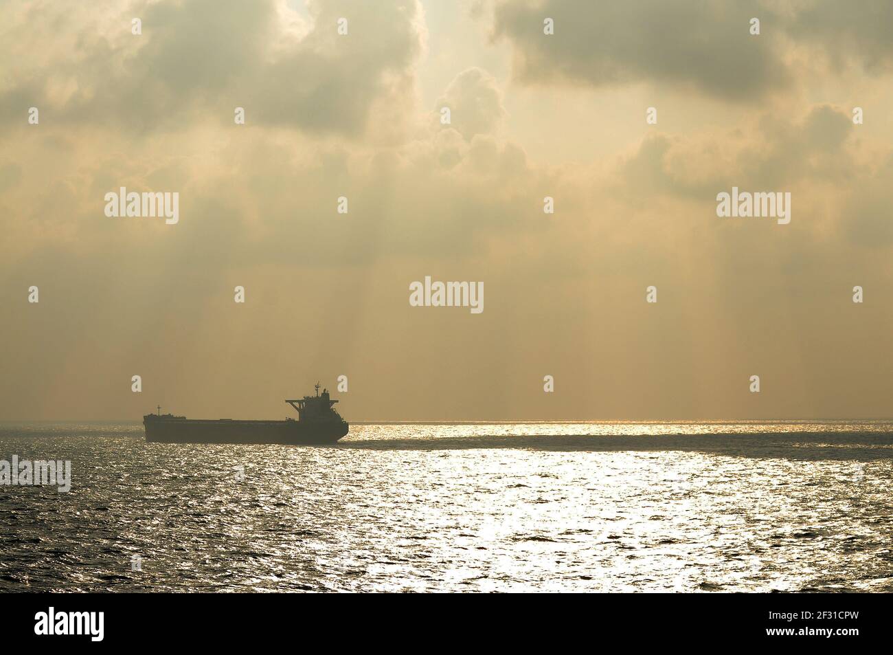 The "Frontier Discovery" in the North Sea. A Bulk Carrier, overall ...
