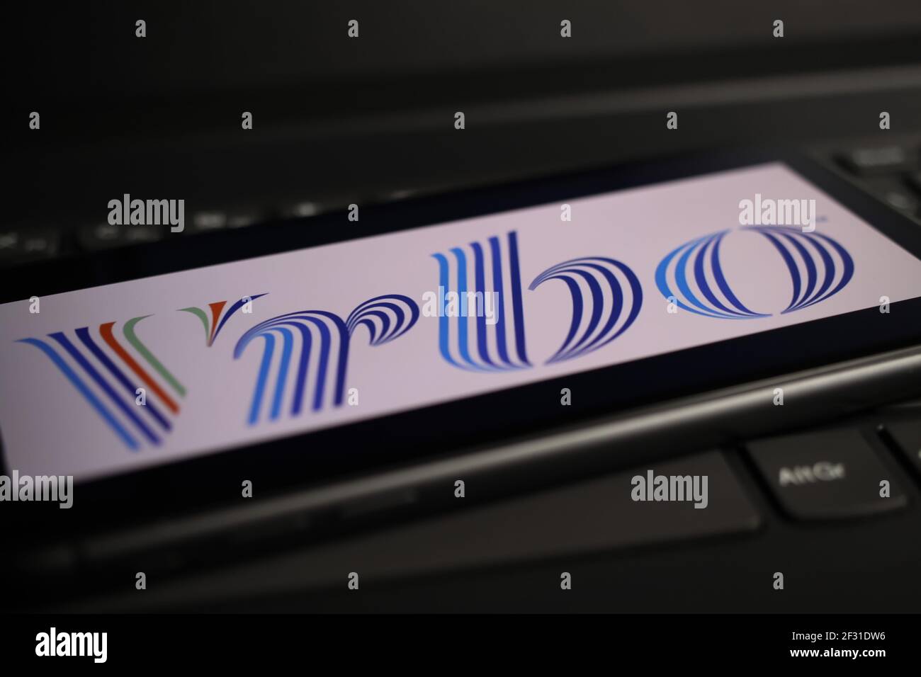 Viersen, Germany - March 1. 2021: Closeup of mobile phone screen with ...