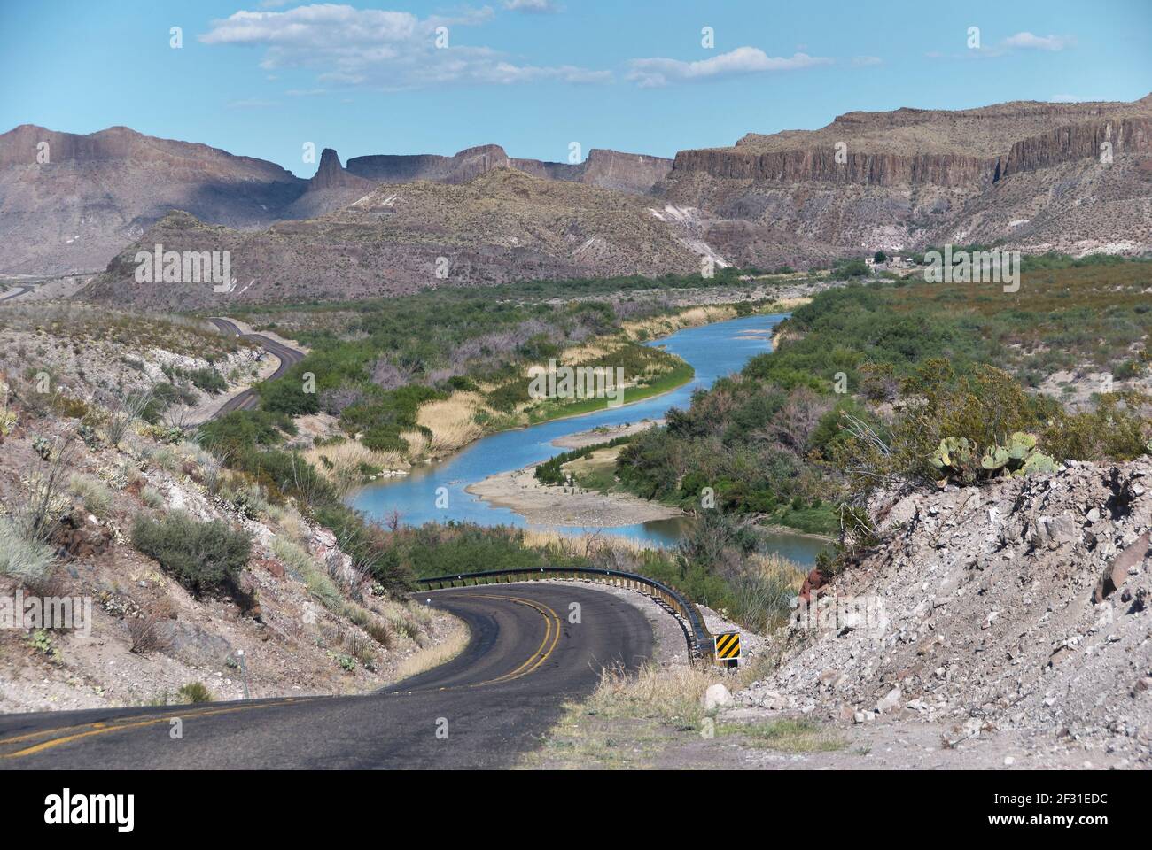 View over winding Rio Grande in Big Bend Park Stock Photo - Alamy