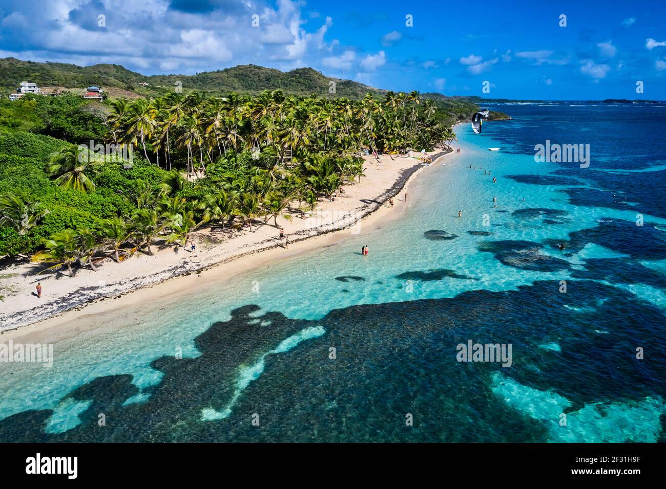 France, West Indies, Martinique, Sainte-Anne, Cap Chevalier, the beach ...