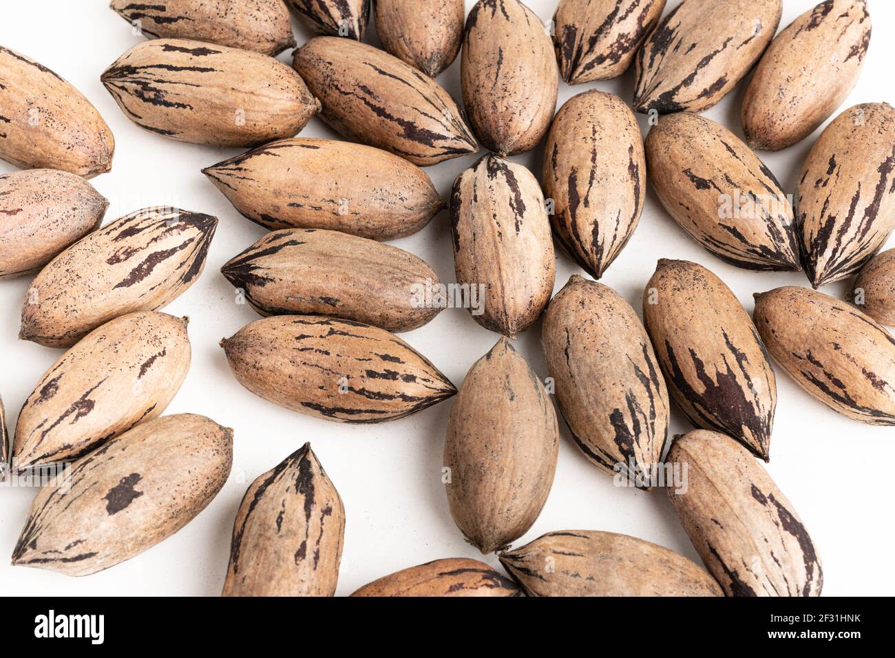 Pecan nuts in shell set on plain white background Stock Photo - Alamy