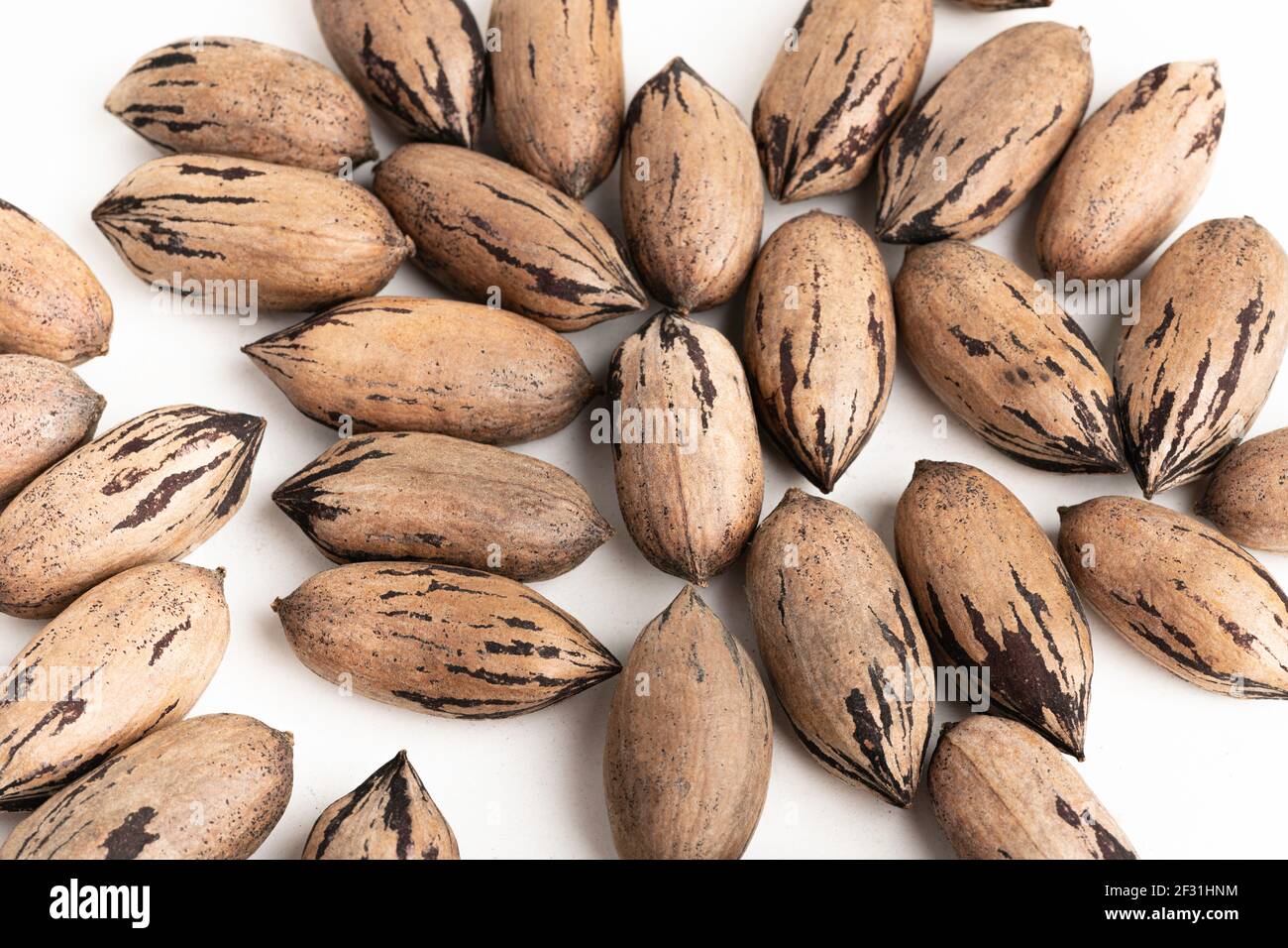 Pecan nuts in shell set on plain white background Stock Photo - Alamy