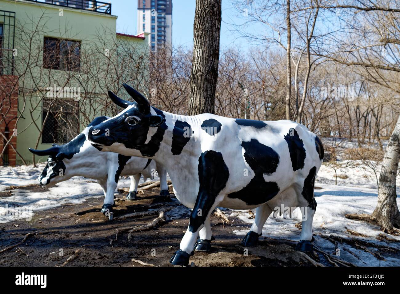 cows in park models sculptures China Chinese lifestyle street ...