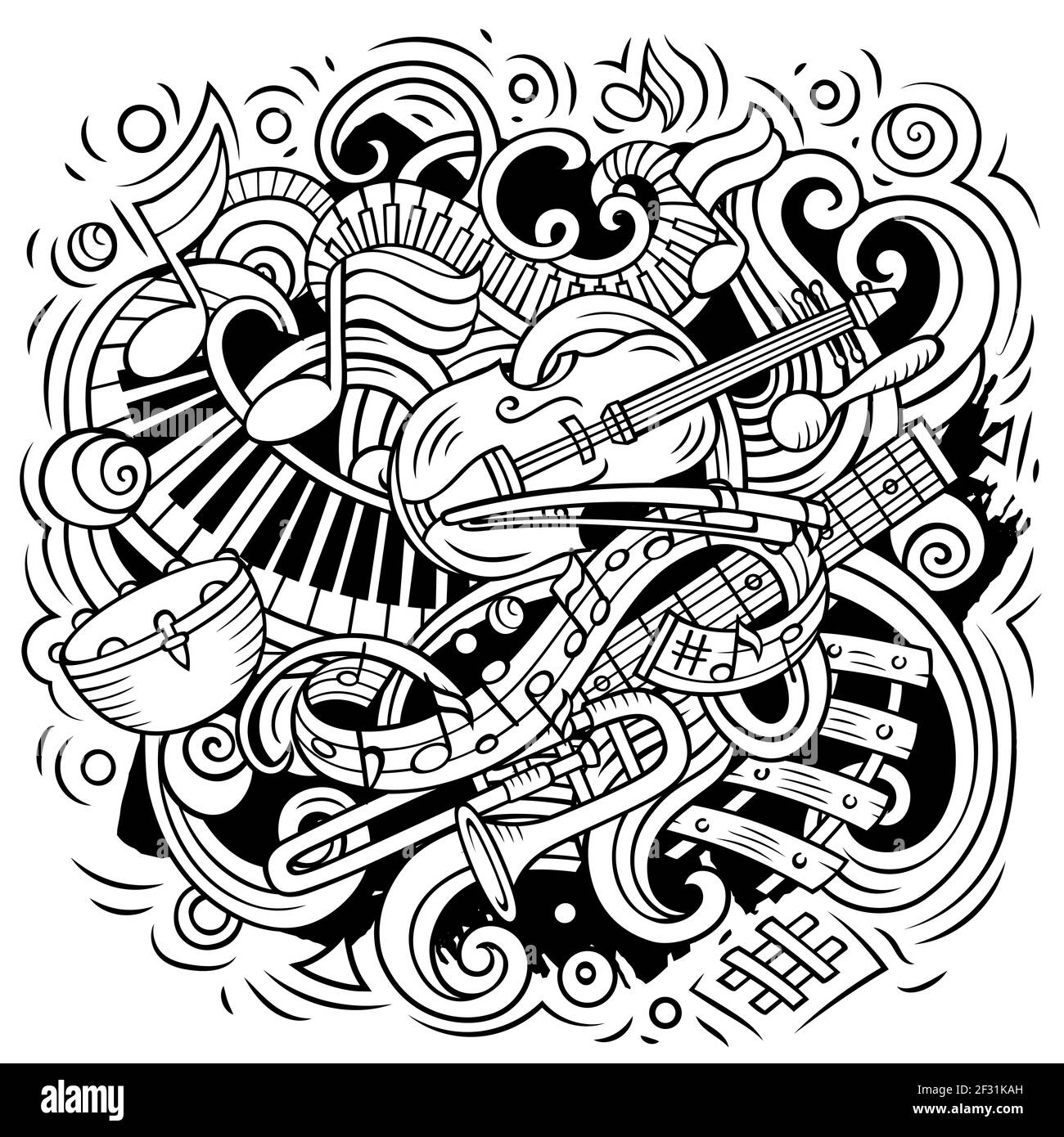Cartoon vector doodles Classic music illustration. Sketchy, detailed ...