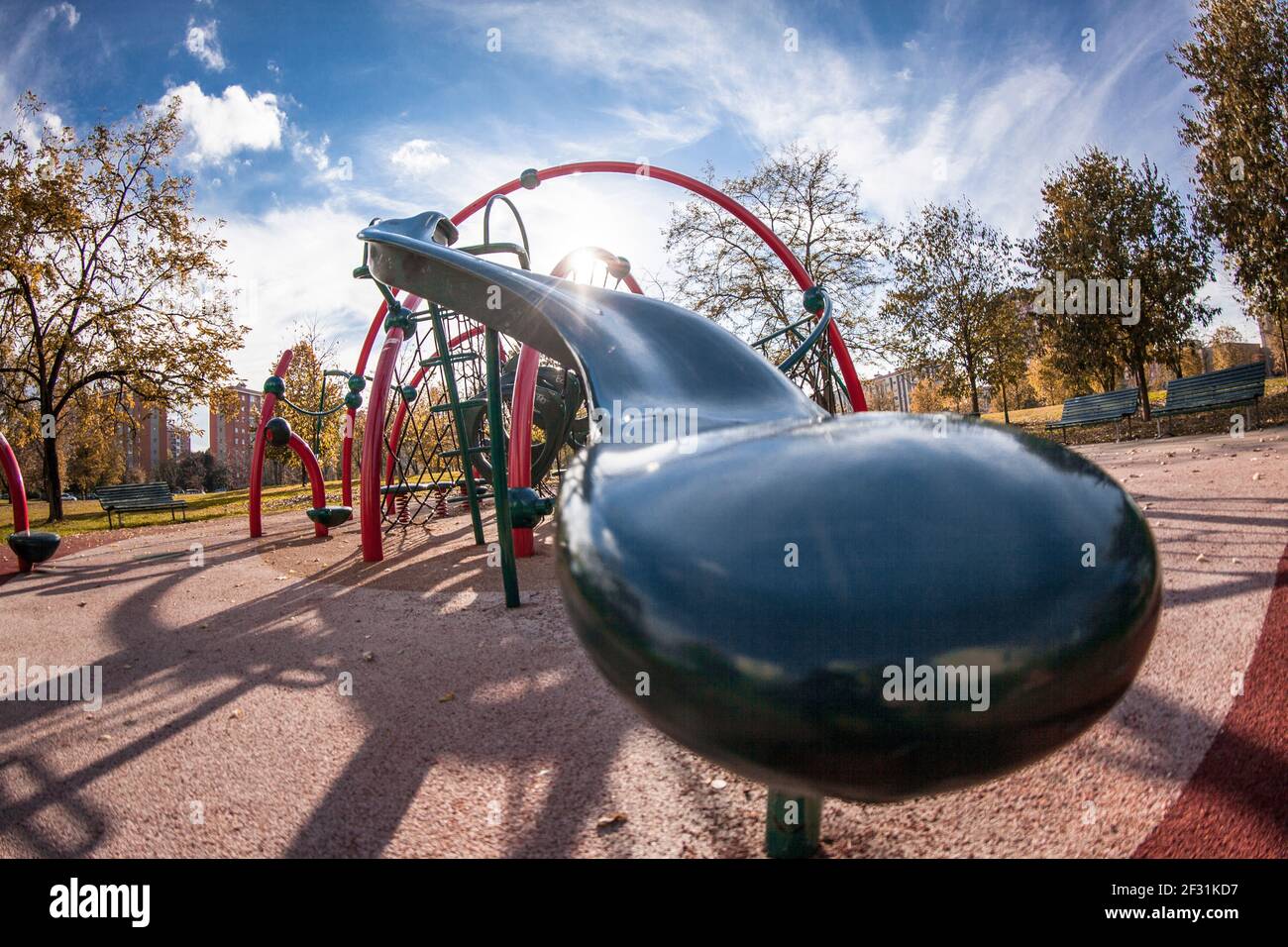 Sunny day on a children playground Stock Photo - Alamy